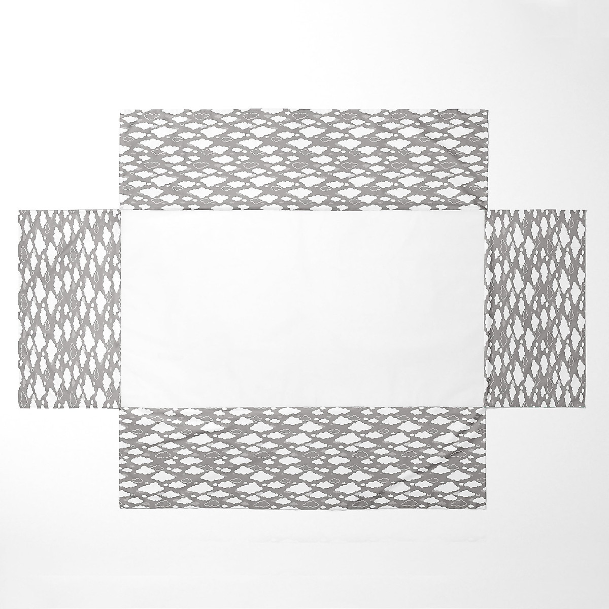 Bacati Clouds in The City Grey Clouds Crib/Toddler Bed Skirt Dust Ruffle, White/Grey