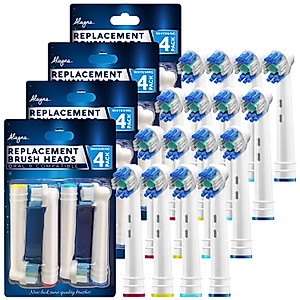 Professional White Replacement Brush Heads w/ 3D Whitening, Compatible with Oralb Braun Electric Toothbrush- 16 Pro Style- Fits The Oral-B Kids Care 1000 Etc.