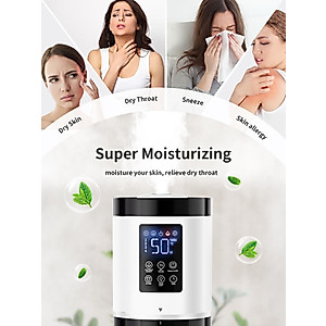 Humidifiers for Bedroom Large Room, 8L Large Capacity Cool Mist Humidifier, Air Humidifiers for Home, Smart Humidity Setting, Easy Top Fill, Sleep Mode, Essential Oil Box & Ambient Light, Auto Shutoff