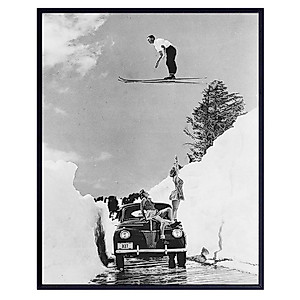 Ski Wall Decor - Vintage Pictures for Mountain House - Skiing - Ski House, Mountain Home Wall Art - Ski Poster - 8x10 Ski Gifts