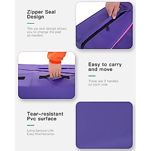 Gymnastics Mat 48x24 Inch Folding Incline Gymnastics Mat with Handle for Kids' Indoor/Outdoor Exercise, Tumbling, Skill Training, Gym Exercise, Cheese Mat, Gymnastics Wedge (Pink)