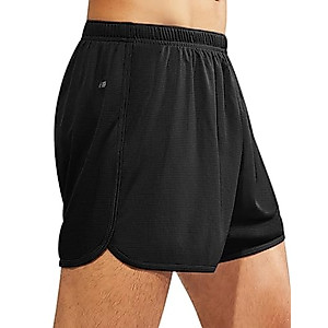 MIER Men's 3 Inch Athletic Running Shorts with Liner Quick Dry Active Lightweight Gym Sports Workout Shorts for Men, Black, M