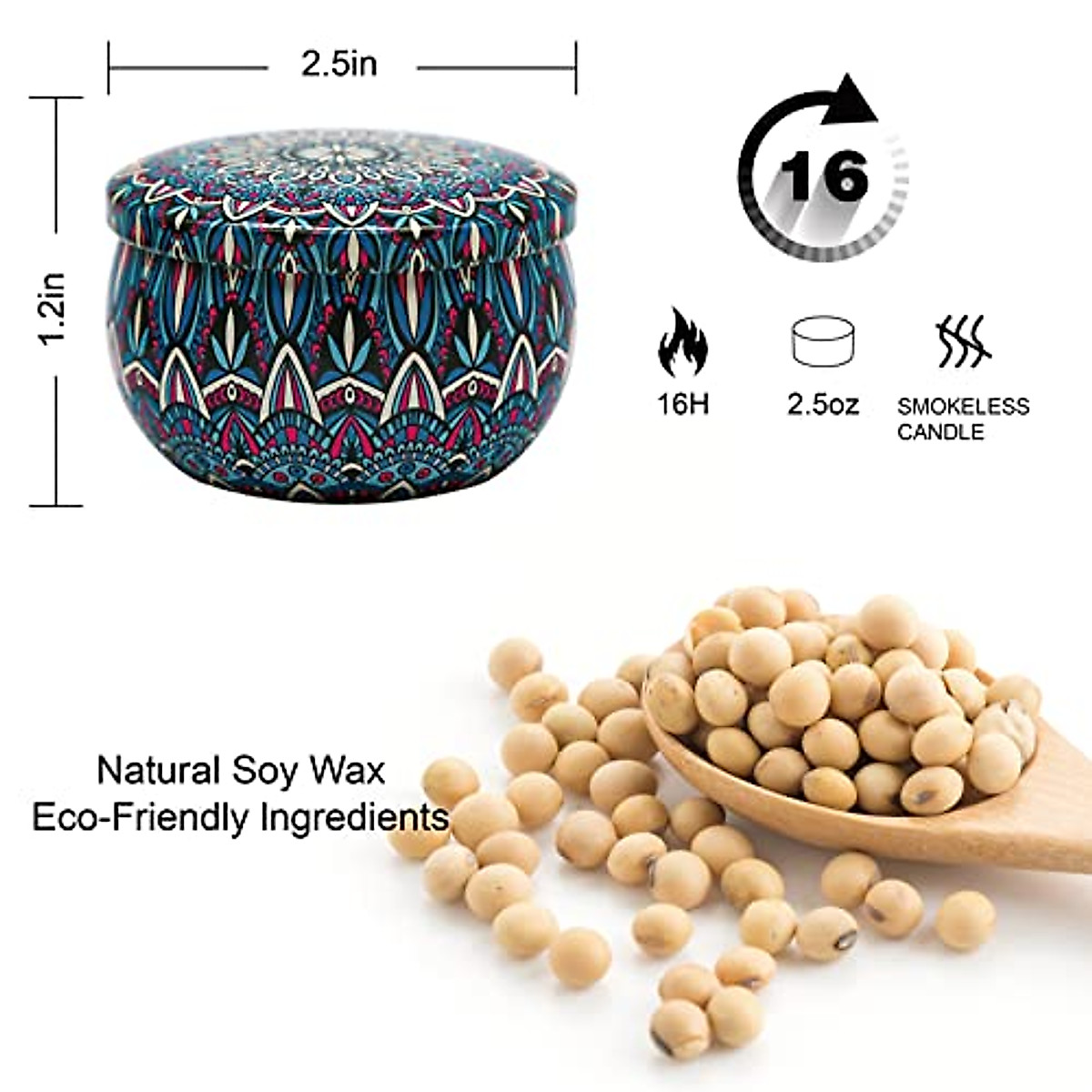 12 Pack Scented Candles Gift for Families and Her,2.2OZ Make with Natural Soy Wax and Oils Aromatherapy Candles with Various Fragrances