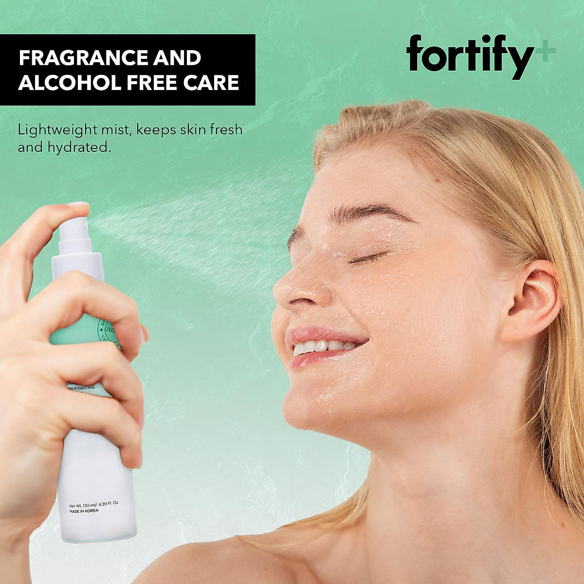 Fortify Skincare 9-in-1 Korean Facial Mist Spray with Hyaluronic Acid & Aloe Vera - Anti-Aging & Hydrating - Dermatologist Tested, Fragrance-Free - All Skin Types, Clean Beauty - 130ML/4.39 FlOz