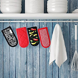 8 Pieces Pan Handle Sleeve Heat Resistant Pot Sleeve Grip Non-Slip Skillet Pot Holder Machine Washable Cast Iron Handle Cover Cotton Assist Handle Holder, 4 Styles, 3 x 6 Inch(Retro Style)