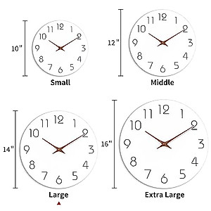 Mosewa Wall Clock 14 Inch Silent Non Ticking Wall Clocks Battery Operated - Simple Minimalist Wooden Clock Decorative for Kitchen,Home,Bedroom,Living Room, Office(14" White)