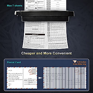Paper Shredder Without Basket, 7-Sheet Strip Cut Shredder for Office/Home Use, Mini Paper Shredder Also Shreds Name Card, Portable Shredder with Extendable Arm,Durable&Fast with Jam Proof