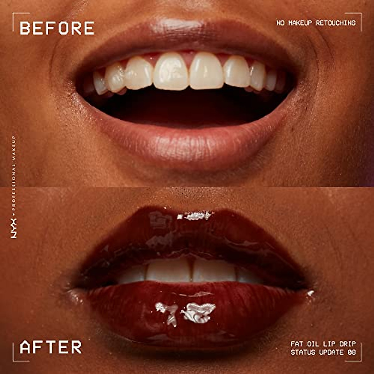 NYX PROFESSIONAL MAKEUP Fat Oil Lip Drip, Moisturizing, Shiny and Vegan Tinted Lip Gloss - Status Update (Rich Chocolate)