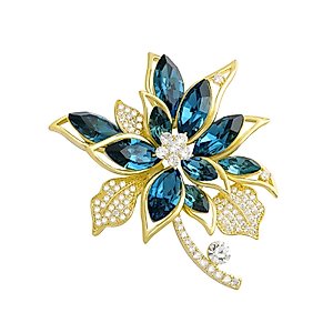 AOOF Crystal Inlaid Zircon Brooch Blue, Used for Ladies Parties, Parties, Birthdays Will Make You More Beautiful and Bright
