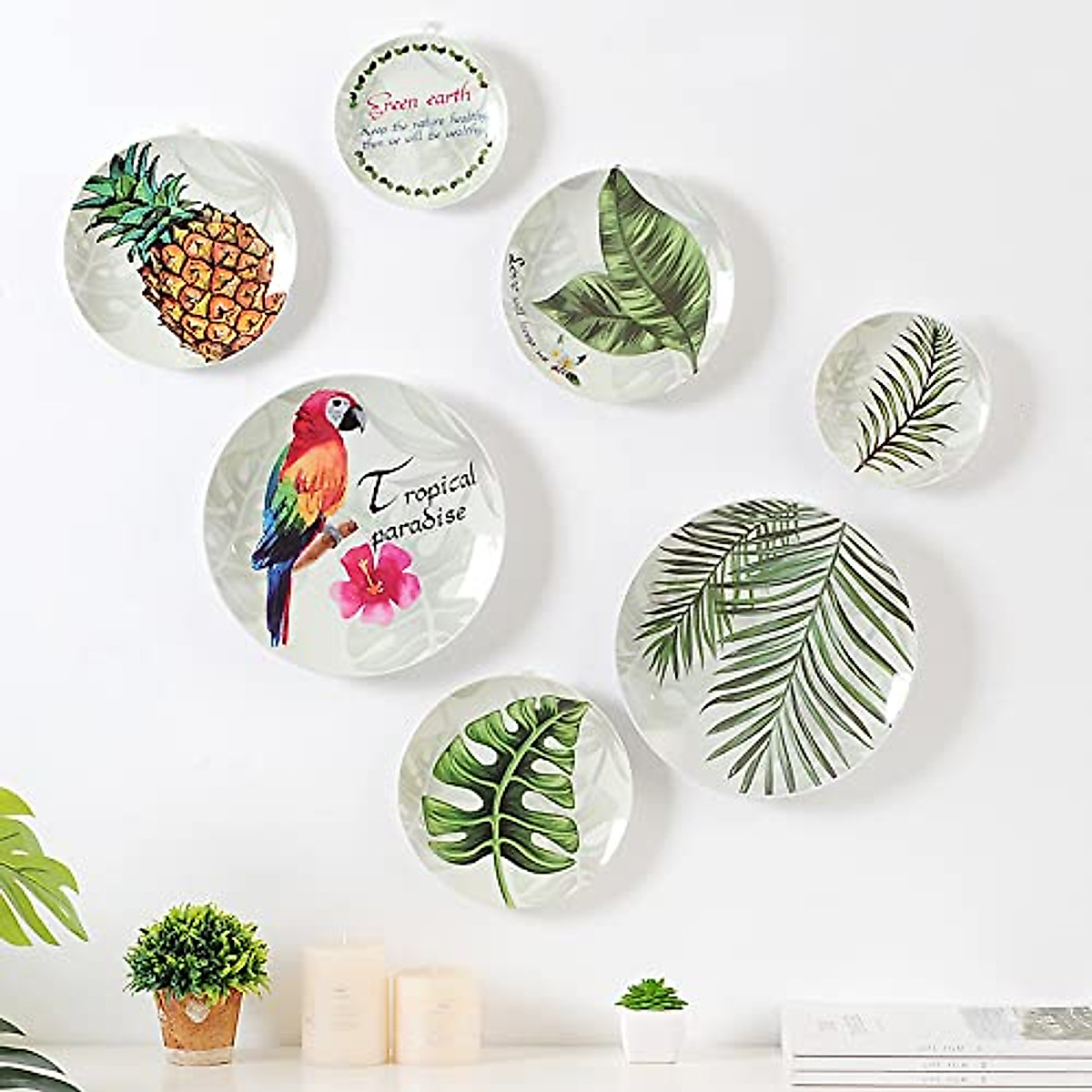 Wall Plate Hanger Display Holder - 20 Pack Invisible Vertical Plate Holders - Plastic Plate Hangers for The Wall - 2.4 Inch Adhesive Picture Hanger - Hanging Hooks for Decorative Plates and Wall Art