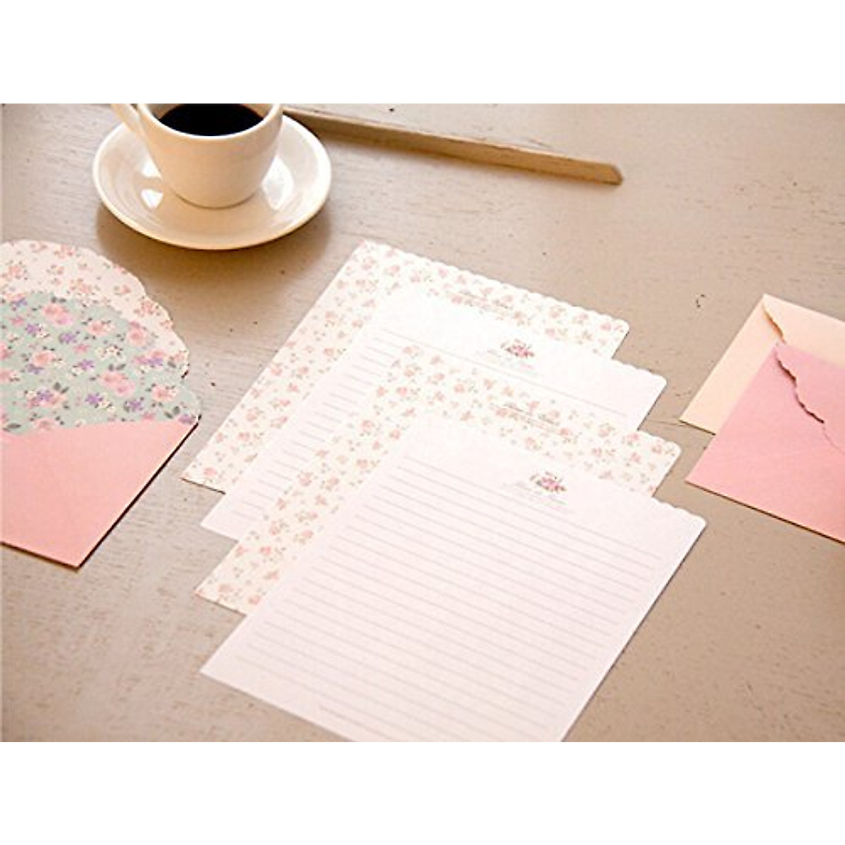 SCStyle 32 Cute Lovely Kawaii Special Design Writing Stationery Paper+16 Envelope 3.45 x5.4 Inch -(Flower)