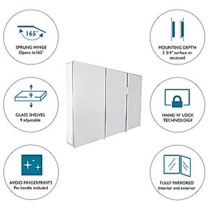 Jacuzzi PD50000 PD50000 48" Mirrored Medicine Cabinet with Adjustable Shelving