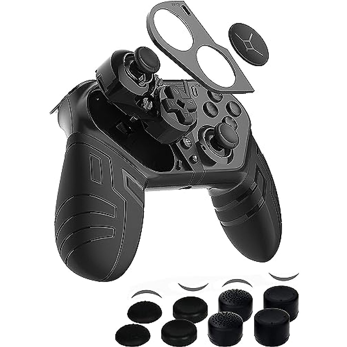 【April 2023 Newly Updated Version】 TJPD Wireless Game Set with 3 programmable Back Buttons and 1 Sensitivity Control Back Button (Black)