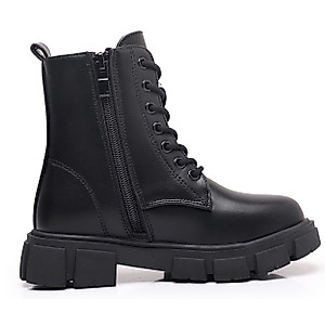 Apakowa Kids Girls Boots Fashion Combat Ankle Boots Side Zipper Booties (Little Kid/Big Kid)