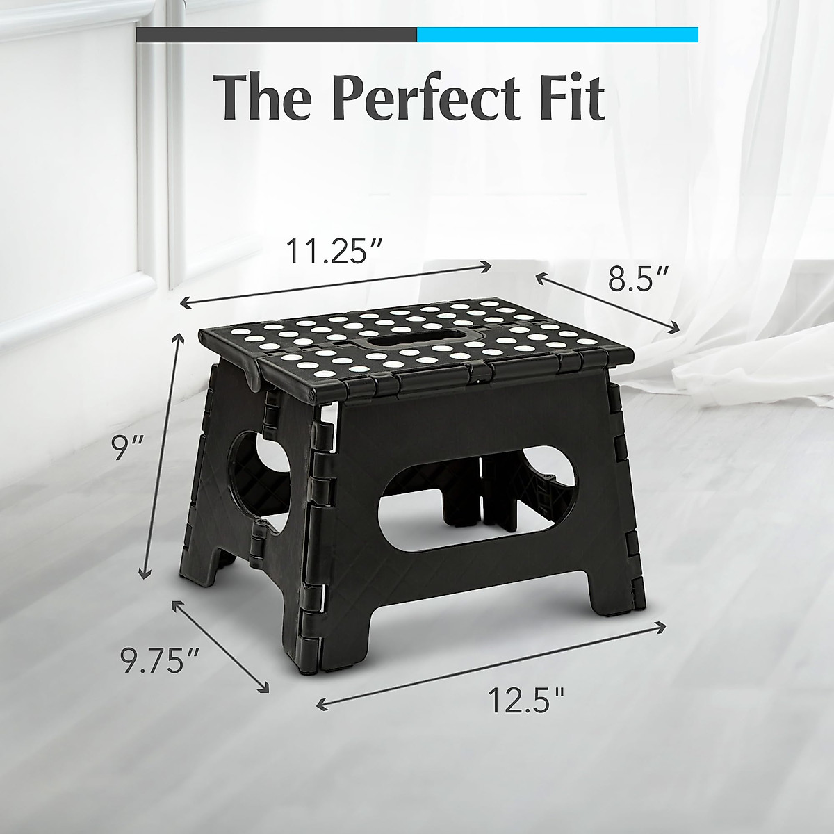 Folding Step Stool - The Lightweight Step Stool is Sturdy Enough to Support Adults and Safe Enough for Kids. Opens Easy with One Flip. Great for Kitchen, Bathroom, Bedroom, Kids or Adults.