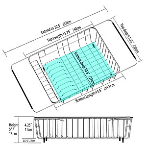 SANNO Dish Drying Rack with Stainless Steel Utensil Holder Expandable Dish Rack Drainer Sink Dish Rack, Deep Large Dish Drainer Dish Rack in Sink On Counter