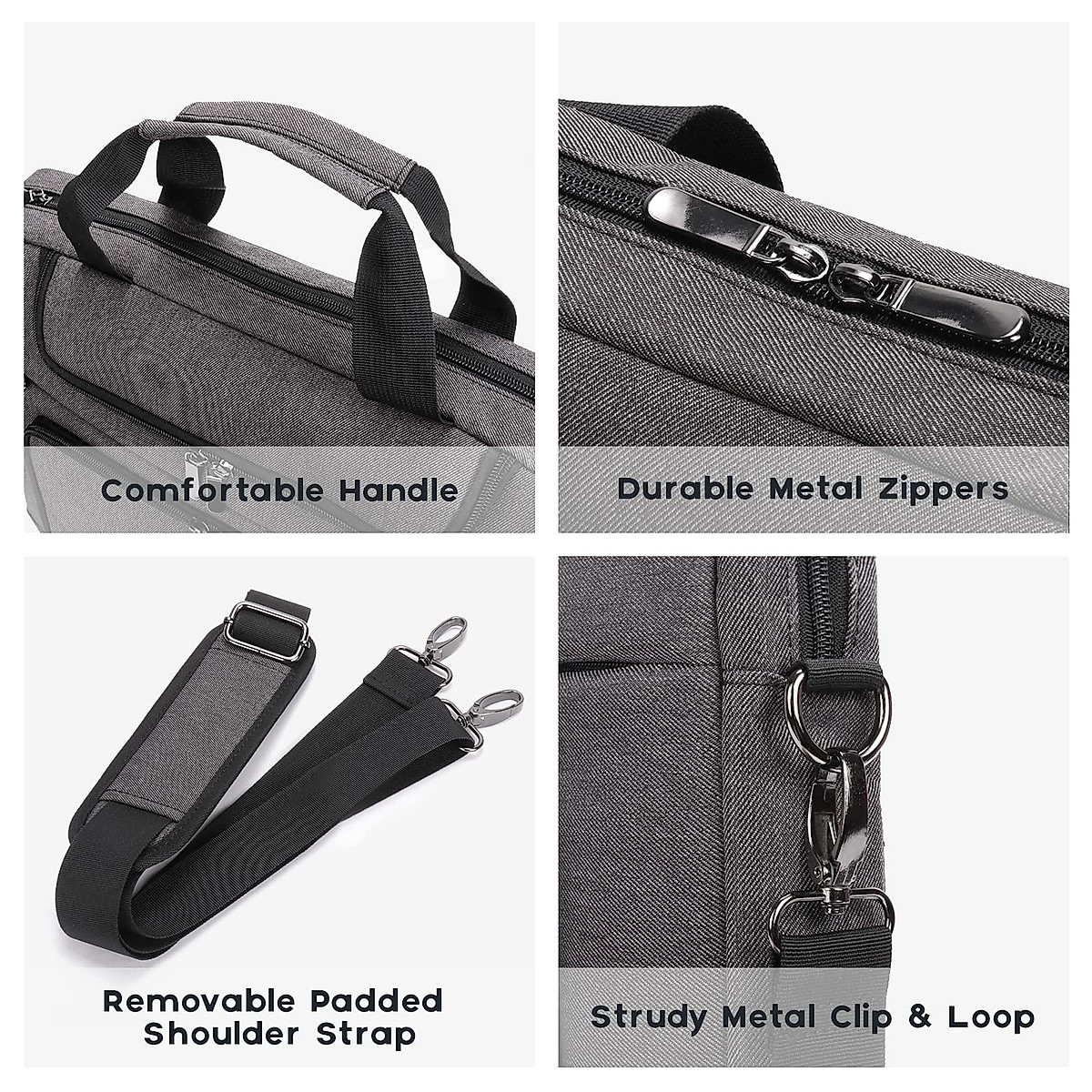 BERTASCHE Laptop Bag 13.4-inch, Grey, Padded Laptop Compartment, Adjustable Shoulder Strap, Organized Interior