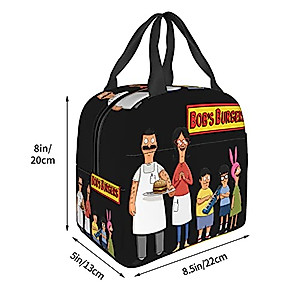 ORPJXIO Lunch Bag Bob's Anime Burgers Reusable Lunch Box Portable Insulated Lunch Tote for Outdoor Picnic Office 8.5 X 8 X 5in