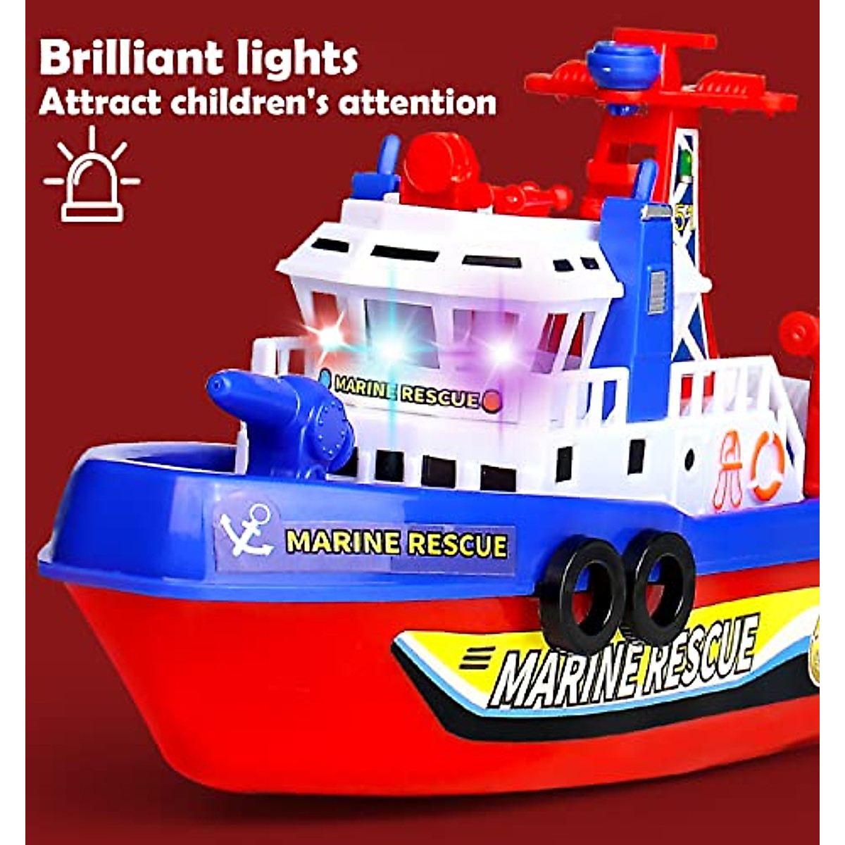 Bath Toys Yacht Toy in tub, Gift for Kids Pool Toy Light Up Float Bathtub Toy Boat with Water Sprinkler