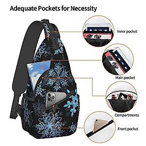 JSHXJBWR Christmas Snowflakes Chest Bags Winter Holiday Xmas Crossbody Sling Bag Travel Hiking Backpack Casual Shoulder Daypack For Women Men