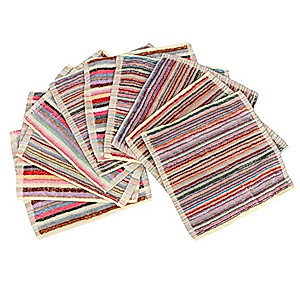 Cabilock 10pcs Color Stripe Square Scarf Microfiber Cleaning Rag Turkish Cotton Towels Turkish Cotton Bath Towels Microfiber Dish Towels Dish Rags Kitchen Dishcloth Hand Towel Cotton Towel