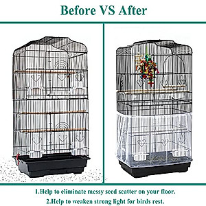 ASOCEA Bird Cage Seed Cather,Universal Adjustable Birdcage Cover Skirt Nylon Mesh Netting Parrot Parakeet Macaw African Round Square Cages Cover