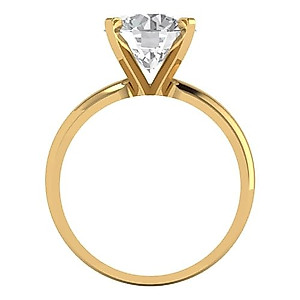 Clara Pucci 2.5 ct Round Cut Genuine Lab Grown Diamond VS1-VS2 18K Yellow Gold Solitaire Bridal Wedding Engagement Designer Ring size 6