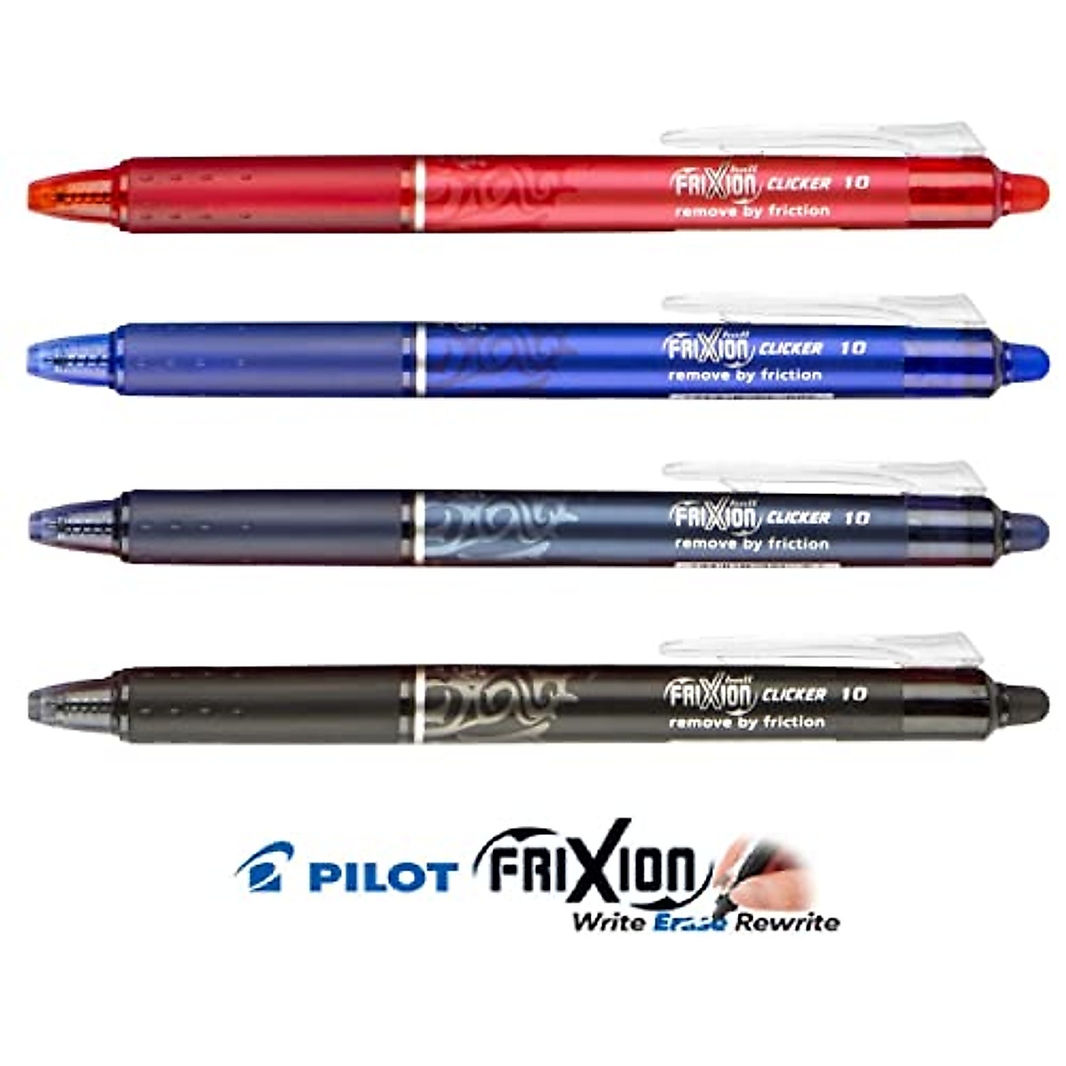 Pilot FriXion Clicker pen 1.0mm, Erasable Gel Pens, Bold Point, 6 pack (Black)
