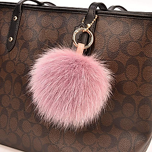 Genuine Fox Fur Pom Pom Keychain Bag Purse Charm large Fluffy Fur Ball Keychains