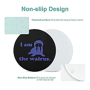 I Am The Walrus Printed Round Cutting Board Glass Chopping Blocks Mats Food Tray for Home Kitchen Decoration