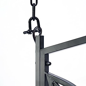 Live Casual Heavy Duty Mariposa Metal Porch Swing, No Cup Holders - Weather-Resistant Black Metal Swing with Comfort Roll Seat