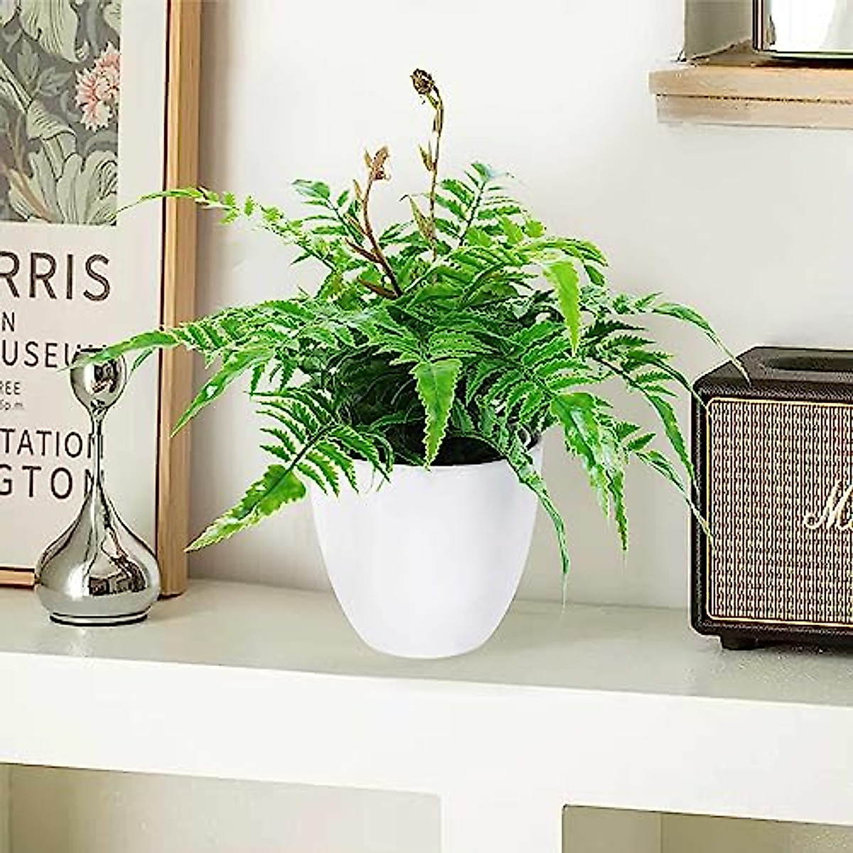 NOUKOW 14" Small Fake Boston Ferns Artificial Plants for Home Decor intdoor Fake Potted Plants for Office Desk Farmhouse Room Decor