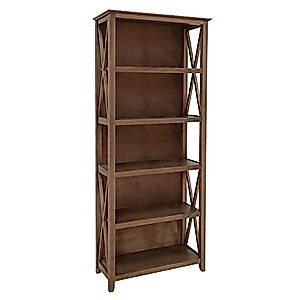 Amazon Brand – Stone & Beam 5-Shelf Bookcase, 75"H, Weathered Oak Finish