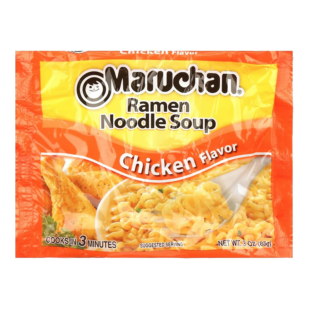 Maruchan Chicken Ramen Flavor Noodle Soup Cooks in 3 minutes, 3 Ounce Packages, 6 total packages (Packaged by Renegade Dimensions)