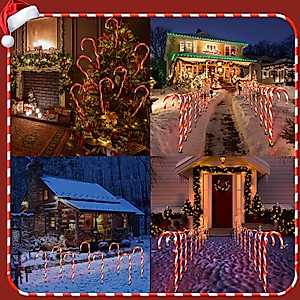 BRIGHTDECK Christmas Solar Candy Cane Pathway Lights, 8 Pack 21“ Outdoor LED Christmas Decorative Marker Lights, Light Up Solar Stake Lights for Holiday, Xmas, Walkway, Sidewalk, Garden,Yard（Red）