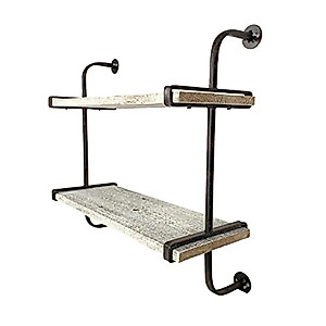 BarnwoodUSA Rustic Wooden Shelf with 2 Planks, Farmhouse Wall Ledge, White Wash