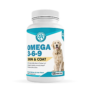 Wanderfound Pets - Omega 3 for Dogs, Skin and Coat Fish Oil for Dogs, Dog Itch Relief, Joint and Heart Health, Chewable Vitamins for Dogs Fur and Skin, Smoked Salmon and Liver Flavor, 120 Tablets