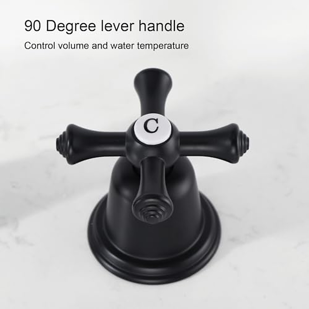 RKF Faucet- Replacement Classic Cross Knobs Handles with Valve Faucet Accessory Faucet Parts Faucet Kit Matt Black W033