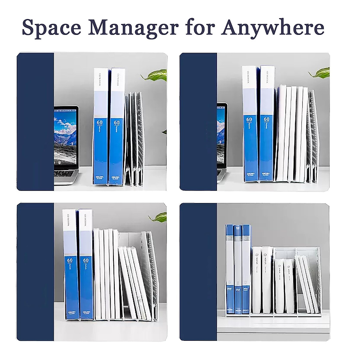 SAYEEC Desktop File Magazine Folder Holder 4 Section Plastic Hollow Documents Foldable Organizer File Cabinet Shelf Frames Dividers Rack Display and Storage
