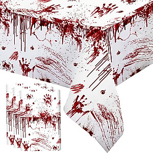 MEHOFOND Halloween Bloody Handprint Party Tablecloth Horror Theme Tablecloth Have a Killer Birthday Table Cover Decorations for Halloween Birthday Party Supplies Favors 54x108in