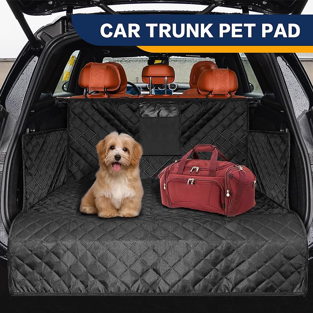 Middrivr Car Trunk Mat, Waterproof Cargo Liner for SUV, Rear Seat Cover Mat, Oxford Cloth, Universal Fit, Black