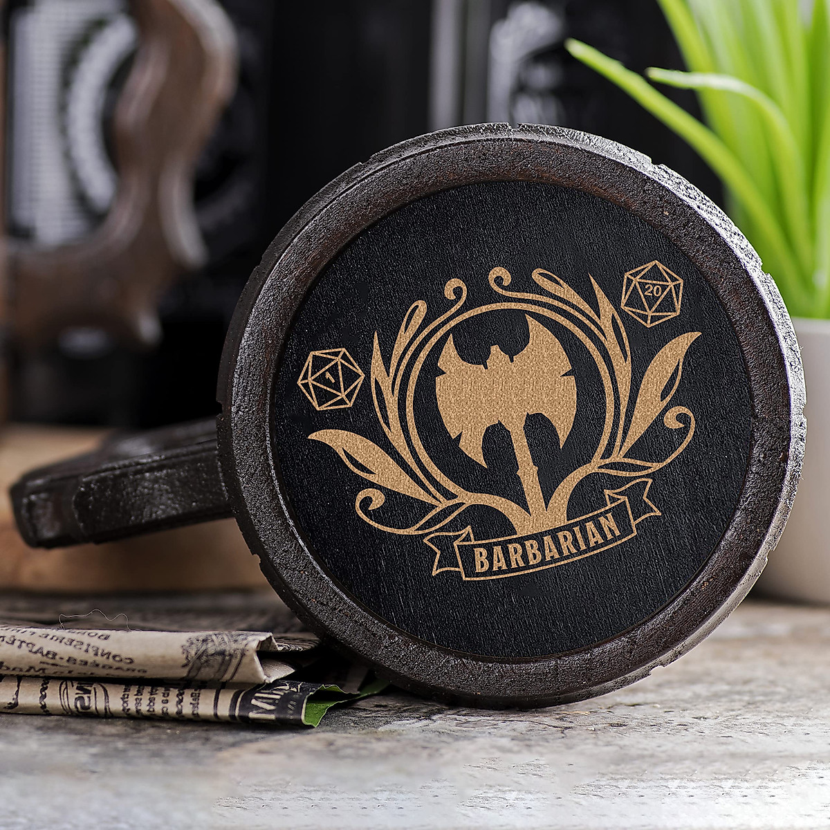 Barbarian Class Beer Mug 17oz Dungeons and Dragons Party Gift for dnd Lovers Wooden Beer Mug Personalized D&D Beer Stein Anniversary Christmas Birthday Gifts For Gamer. Gift for Men Beer Tankard K928