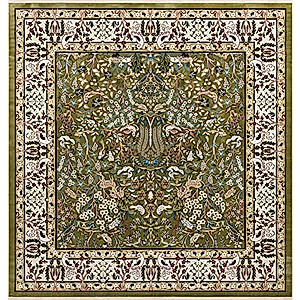 Unique Loom Narenj Collection Area Rug - Bristol (10' Square, Green/Ivory)
