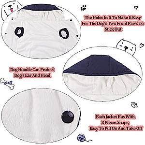 Dog Hoodies 2 Pieces Dog Jacket with Hat, Soft Windproof Coat Small Dogs Jacket Puppy Coats with Hoodie, 2 Colors Provided (Red, Navy Blue, Medium)