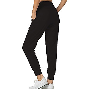 Rrosseyz Joggers Pants for Women-Quick Dry Sweatpants with Pockets for Travel Athletics Casual and Outdoor(Black,XL)