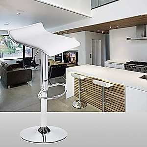 Set of 2 Barstool, Adjustable Swivel Bar Stools with PU Leather and Chrome Base, Gaslift Pub Counter Chairs,White