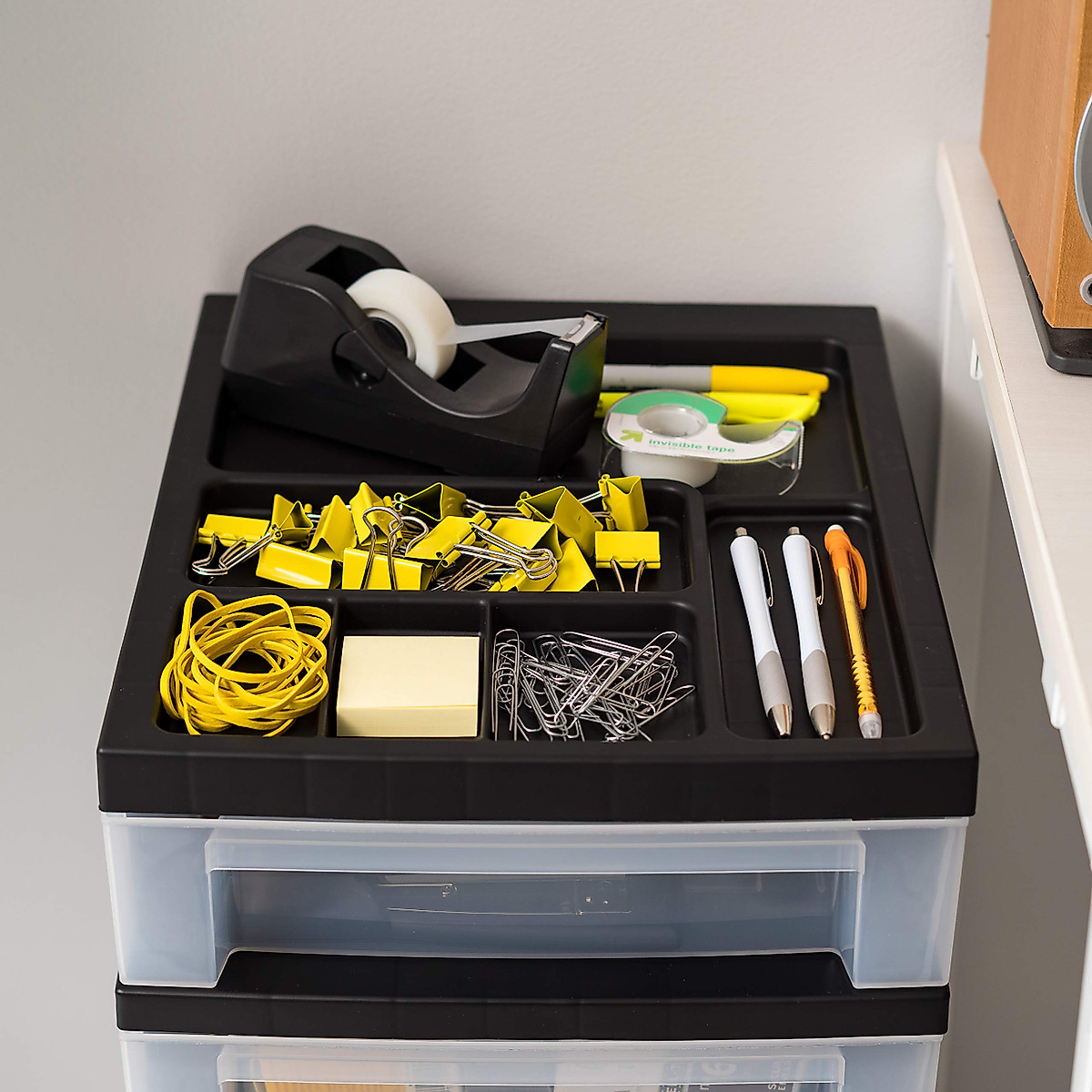 IRIS 4-Drawer Rolling Storage Cart with Organizer Top, Black