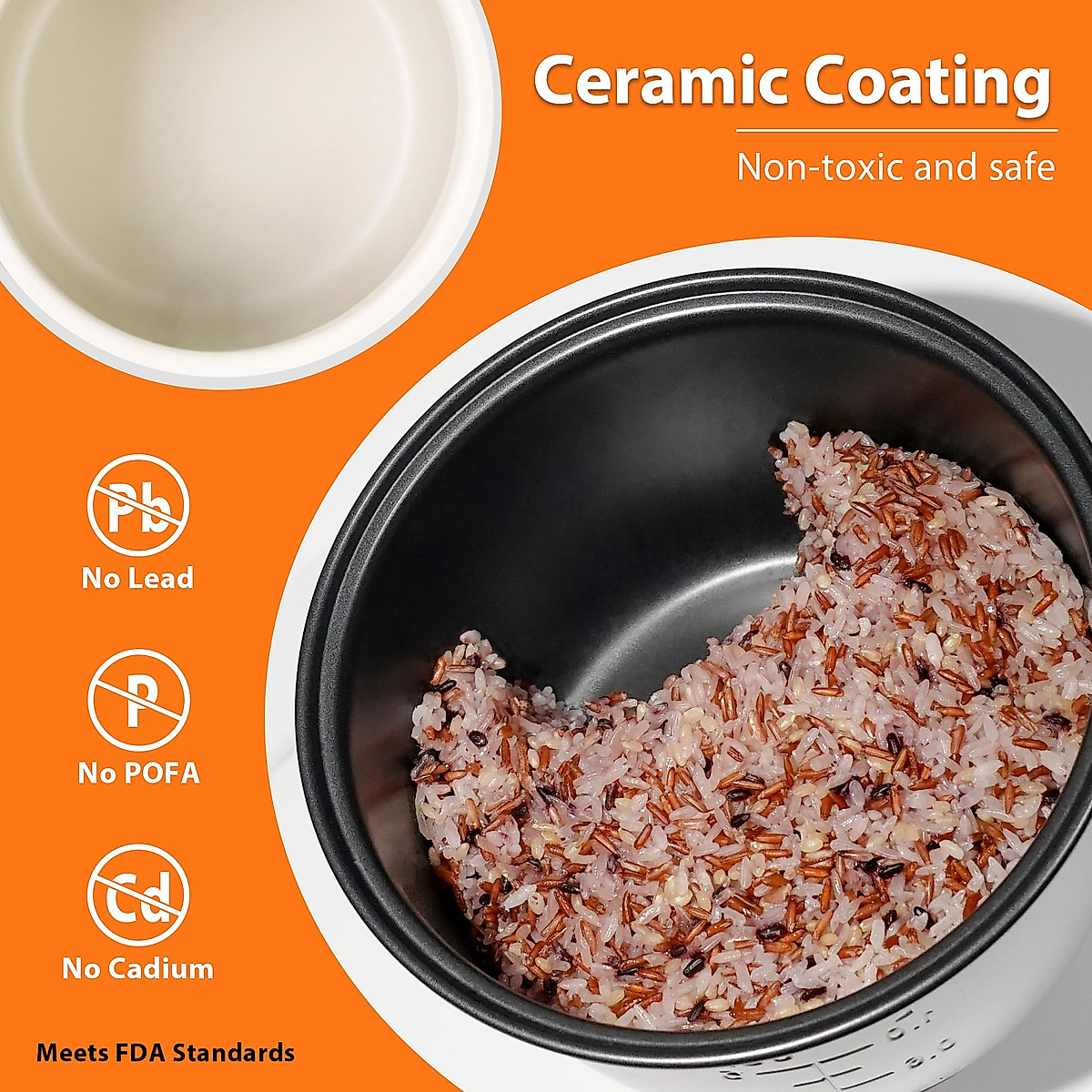 MOOSUM Electric Rice Cooker with One Touch for Asian Japanese Sushi Rice, 10-cup Uncooked, Fast&Convenient Cooker with Steamer, Removable Inner Cover and Auto Warmer, Silver