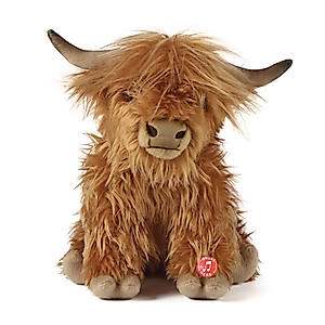 Living Nature Highland Cow Brown Stuffed Animal | Farm Toy with Sound | Soft Toy Gift for Kids | Naturli Eco-Friendly Plush | 9 Inches