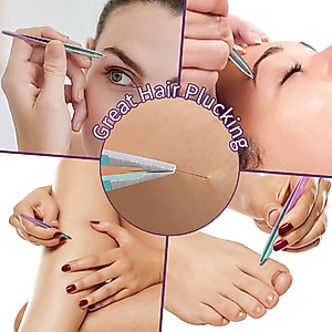 TsMADDTs Eyebrow Tweezer Set, 7 Pcs Tweezers Set for Women, Precision Tweezer for Eyebrows with Curved Scissors and Eyebrow Razor for Ingrown Hair